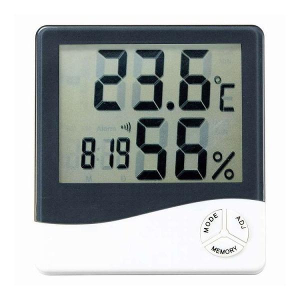 【発売日：2025年12月25日】【商品詳細】ぱっと見るだけでよくわかる。スタンドで立てて卓上で。フック等に掛けて。日付表示、温度計、湿度計、時刻表示、時報、アラーム機能付き。内容:本体（約98×106×22mm）×1原産国:中国