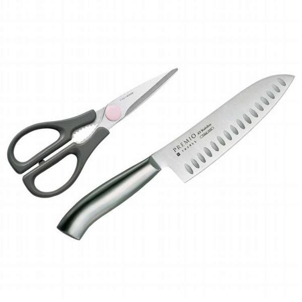 【発売日：2025年10月27日】【商品詳細】オールステンレスなので継ぎ目がなく、目詰まりしないので衛生的。軽くて使いやすい三徳包丁とキッチン鋏のセットです。包丁の刃付けは日本です。材質:包丁:ステンレス刃物鋼・18-8ステンレス、キッチン...