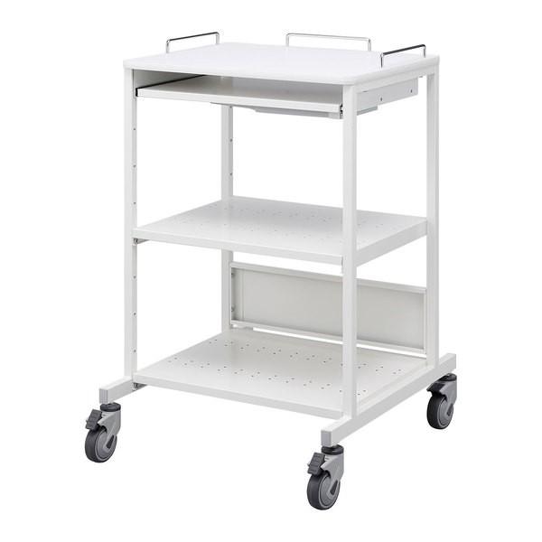 【発売日：2017年08月18日】【商品詳細】立ち作業のパソコン、機器操作に最適なラック●立ち作業に最適なハイスタンドラックです。●検査機器、操作機器、レーザープリンターなど一式を収納し、移動させて使用できるラックです。※重心位置が高くなっ...