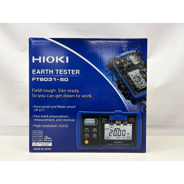 ■日置電機（HIOKI）デジタル接地抵抗計 FT6031-50現場の過酷な環境に耐える、優れた防塵防水性と堅牢性を備えたプロ仕様のデジタル接地抵抗計。【ココがおすすめ！】●最高水準のタフ設計（IP67）：粉じんの侵入を完全にブロックし、汚れ...