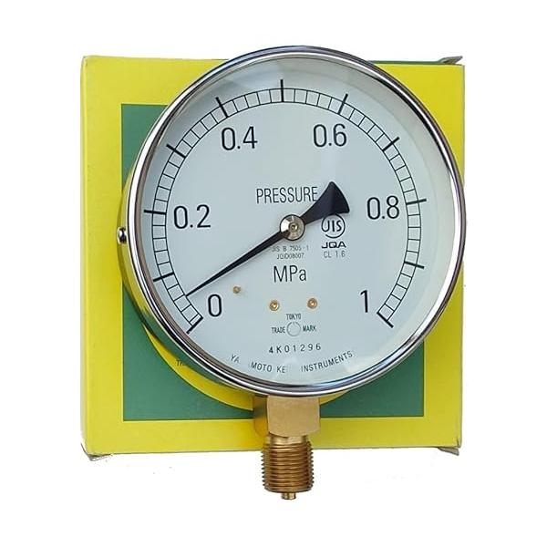 ブランド:山本計器商品名：普通形圧力計 A形型式：PG-A-1MPA-100圧力計：1MPa接続ネジ：3/8大きさ：φ100ケース形状：金属密閉ケース