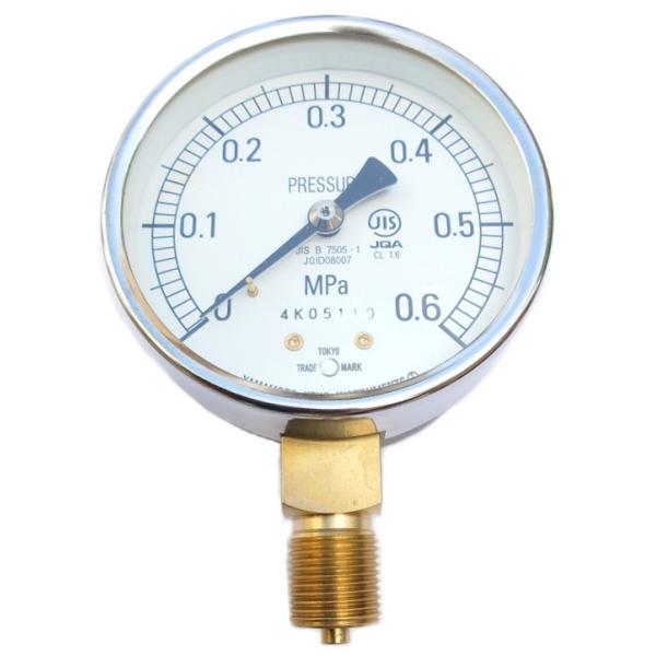 ブランド: 山本計器商品名：普通形圧力計 A形型式：PG-A-0.6MPA-75圧力計：0.6MPa接続ネジ：3/8大きさ：φ75ケース形状：金属密閉ケース