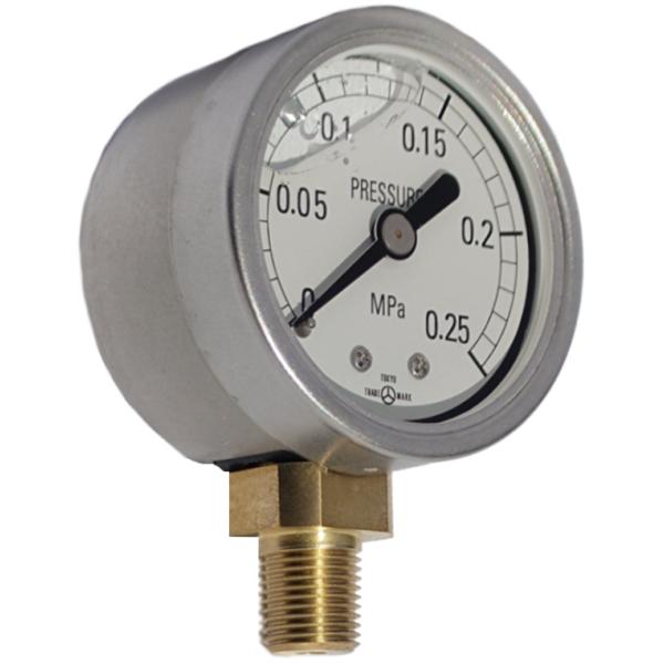 ブランド：山本計器商品名：グリセリン入り圧力計 A形品番：A1/8R 40×0.25MPA大きさ : φ40圧力計：0〜2.5MPa接続ネジ: 1/8