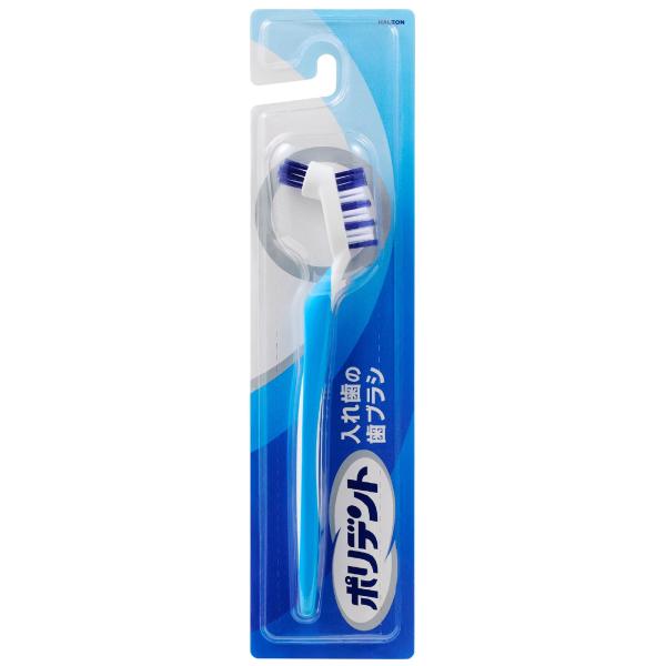 入れ歯のために開発された専用歯ブラシ2種類のブラシで入れ歯を効果的にみがきます入れ歯の広い部分に山切りカットで歯と歯の間にもピッタリドーム(丸型)カットでくぼんだ部分にもよく届く商品サイズ (幅X奥行X高さ) : 50×17×197 (mm...