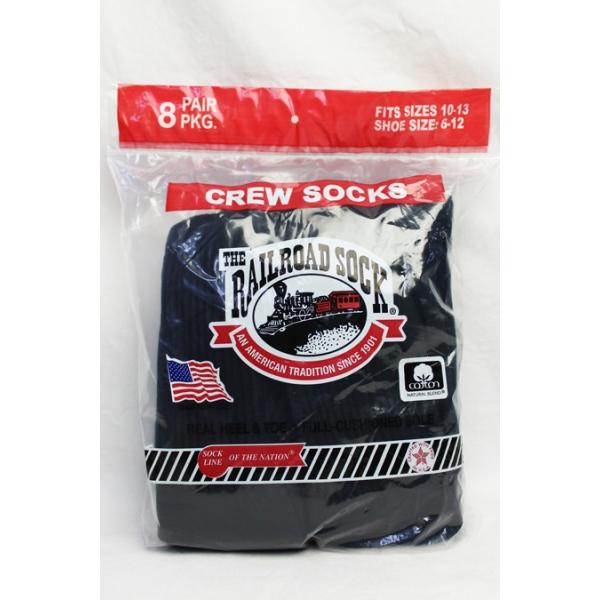 【5,000円以上お買い上げで送料無料！】レイルロードソック　クルー ワーク ソックスONESIZE 10-13【SHOE SIZE シューズサイズ 6-12(24cm-30cm)】8足入り 靴下　オールシーズン対応 カジュアル ビジネス ...