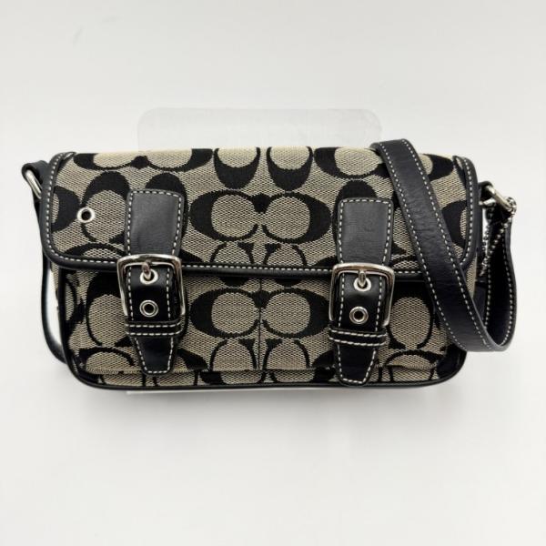 【商品番号】IT5VW0464N4Y【商品説明】・ブランド：COACH・商品名：シグネチャー ミニフィールドバッグ・アイテム名：ショルダーバッグ・カラー：ブラック系・素材：キャンバス／レザー・金具カラー：シルバートーン・型番／刻印の有無：あ...