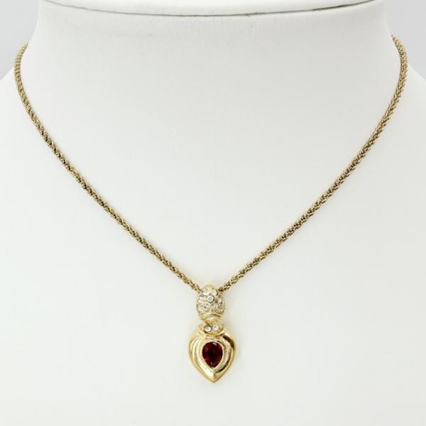 【商品番号】ITG3U7AO0IE4【商品説明】・ブランド：Christian Dior・商品名：CDロゴ ハートモチーフ ネックレス・アイテム名：ネックレス・カラー：ゴールド系／レッド・素材：メタル・型番／刻印の有無：刻印あり・全長：45...