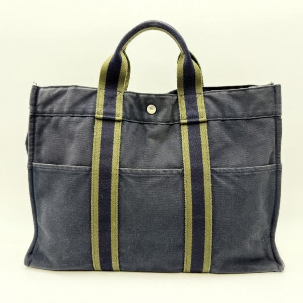 【商品番号】ITSGRUYSSD5A【商品説明】・ブランド：HERMES（エルメス）・商品名：フールトゥPM・アイテム名：トートバッグ・カラー：ネイビー・素材：キャンバス・金具カラー：シルバートーン・型番／刻印の有無：刻印あり・製造国表記の...