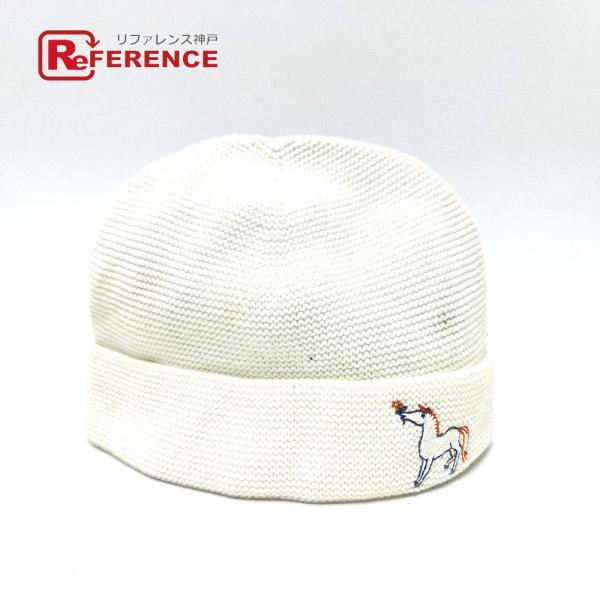 【商品番号】2508-25346-11【ブランド】エルメス【モデル】カブリオル 馬刺繍【タイプ】ベイビー 帽子 赤ちゃん【形状】ニット帽【対象】キッズ【カラー】ホワイト【素材】コットン【生産国】ITALY【サイズ】H13cm表記サイズ：6M...