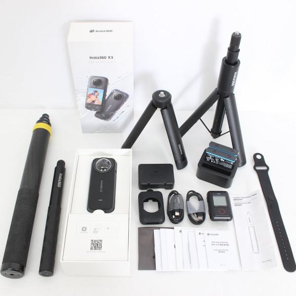 Insta360 X3 CINSAAQ/B 360度カメラ 全天球 インスタ360 パノラマ 本体■商品状態【B】一般的な使用感のある商品・本体に使用に伴う細かな擦れキズがございます。・おまけで自撮り棒×4、バッテリー×2、充電ハブ、GPS...