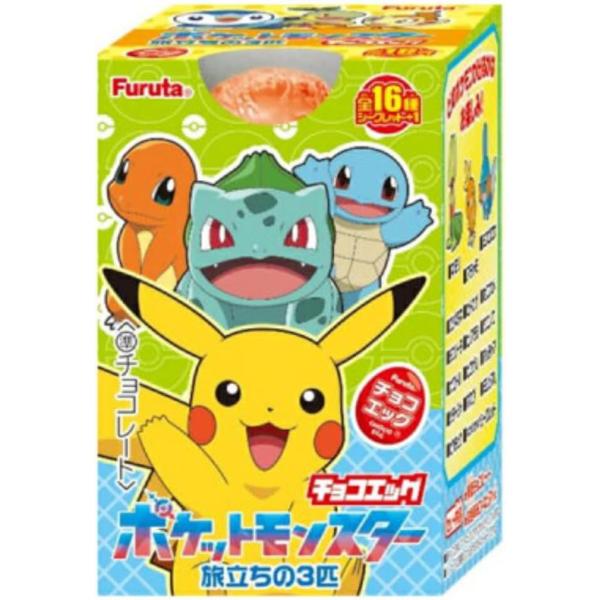 長年愛されているポケットモンスターから各地方の旅立ちの3匹を起用したチョコエッグが新登場！ 卵型チョコレートを割ると中からカプセルが現れ、さらに開けるとフィギュアが1体入っています。 フィギュアは、幅広い層に懐かしさと新しい発見をしてもらえ...