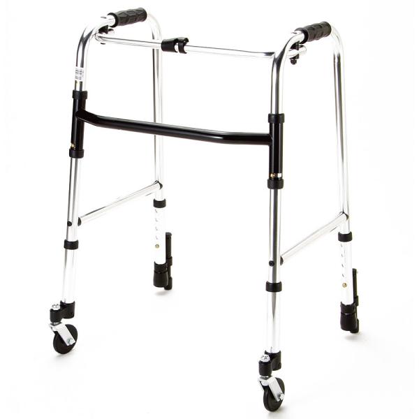 固定型歩行器 HK-120 前輪自在キャスター付きは、軽量で丈夫、使い勝手のよい歩行器です。本体にアルミフレームを採用し、軽量化しました。車で持ち運んだり、収納するのに便利な折りたたみ式です。キャスターつきなので、歩行器を持ち上げるのが困難...