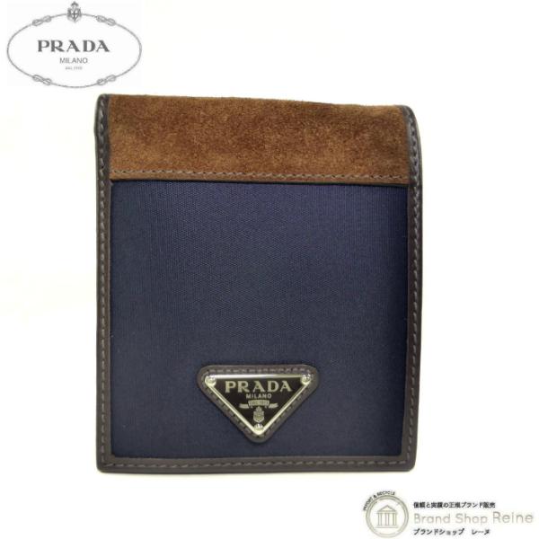 ◇商品名：プラダ（PRADA） コインポケット付 トライアングルロゴ 二つ折り 財布 2MO513 BLU+CAFFE メンズ（新品同様）中古◇管理： No. 047223◇ブランド：プラダ◇カラー：　BLU+CAFFE◇商品ランク・状態：...