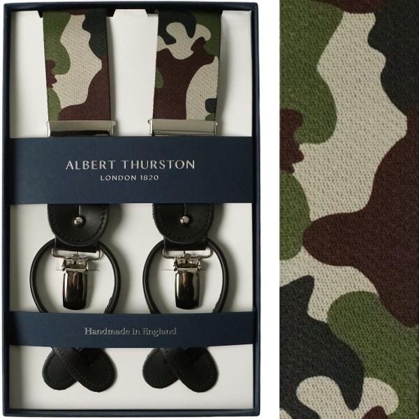 サスペンダーのトップブランド ALBERT THURSTON アルバートサーストンのY型サスペンダー、ズボン吊りです。サーストンのサスペンダーは180年以上の英国の伝統的なクラフトマンシップに支えられた最高級のサスペンダー（ブレイシス）で、...