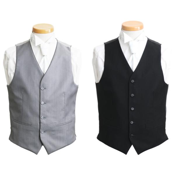 片面は黒のベスト、もう片面はグレーのベストと2WAY仕様。黒のベストで使用の際は超黒濃染加工になりますのでフォーマルシーンでもご使用していただけます。もう片面はグレーシャンブレー無地になります。さまざまなフォーマルシーンでご使用していただけ...