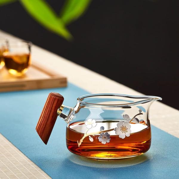 ●このガラス急須茶海（公道杯）はホウケイ酸ガラスを使って作ります、ホウケイ酸ガラスは、瞬間的な温度変化に耐えられて、温度範囲は−20℃から150℃までです、熱膨張係数3.3、他のガラスよりも熱衝撃に耐性があります。高強度、高硬度、高光透過率...