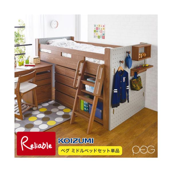 ボードカラーと必要なアイテムを組み合わせて自分好みの空間をオシャレに演出できるコーディネートシリーズ。[サイズ][ミドルベッドセット時]幅2042×奥行1085×高さ1200mm[ベッド下空間]幅1990×奥行1030×高さ752mm[主材...