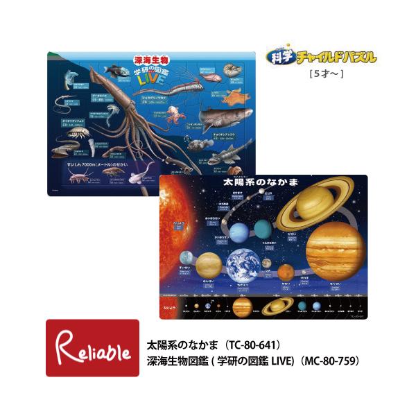 [説明]遊びながら深海の生物や太陽系に詳しくなれる！知的好奇心を育む育脳パズル。パズルで楽しく遊んでいるうちに、形に対する直観力、色の感受性、手先の器用さなどが養われます。パズル表面にコートされた抗菌剤が、菌の繁殖を防ぎます。小さなお子さま...