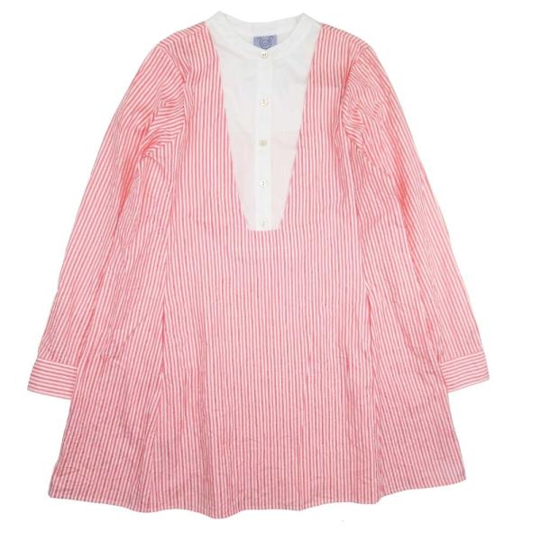 【商品名】Thierry Colson ティエリーコルソン ストライプ レイヤード調 シャツワンピース 長袖 ドレス XS ピンク×ホワイト【ブランド】Thierry Colson ティエリーコルソン【対象】レディース【ランク】S ※ほとん...