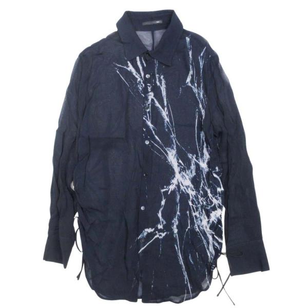 【商品名】bajra バジュラ 総柄 シフォンシアー ブラウス シャツ カットソー ギャザー リボン 3 紺 ネイビー【ブランド】bajra バジュラ【対象】レディース【ランク】SA ※若干の使用感はあるが、全体的に状態の良い商品【カラー】...