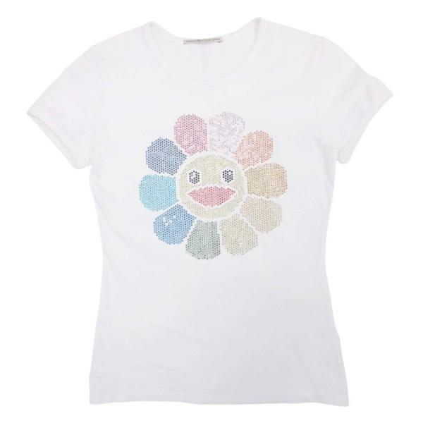 【商品名】ERMANNO SCERVINO エルマノシェルビーノ ラインストーン フラワー Tシャツ カットソー 半袖 ストレッチ 40 白【ブランド】ERMANNO SCERVINO エルマンノ シェルヴィーノ【対象】レディース【ランク】...