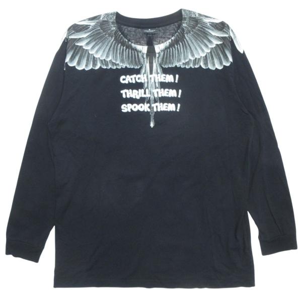 【商品名】MARCELO BURLON マルセロバーロン マルセロブロン ロング Tシャツ カットソー 長袖 プリント サイズL 黒 ブラック【ブランド】MARCELO BURLON マルセロバーロン【対象】メンズ【ランク】SA ※若干の使...