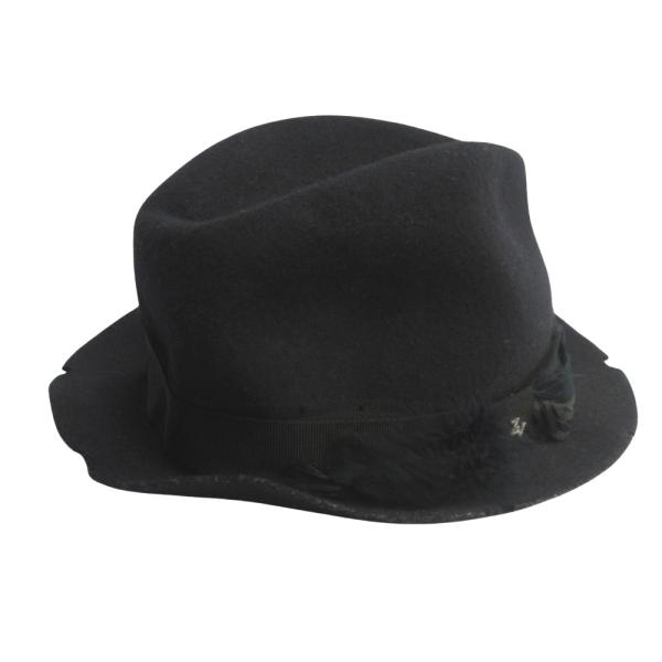 【商品名】Zadig &amp; Voltaire ザディグ エ ヴォルテール ウール ソフト ハット 帽子 羽根 フェザー ネイビー【ブランド】ZADIG&amp;VOLTAIRE ザディグエヴォルテール【対象】メンズ【ランク】A ※使用...