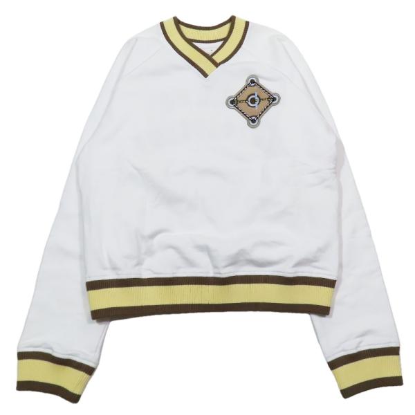 【商品名】23aw HERMES エルメス フィギュール・アーティスティック スウェット トレーナー Vネック  ワッペン 刺繍 38 ホワイト 3H4606DD【ブランド】HERMES エルメス【対象】レディース【ランク】NS ※新品同様...