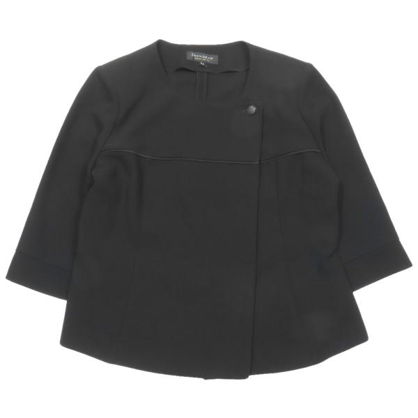 【商品名】percolation パーコレイション 七分袖 ノーカラージャケット ブルゾン ショート丈 肩パッド 9AR ブラック【ブランド】percolation パーコレイション【対象】レディース【ランク】SA ※若干の使用感はあるが、...