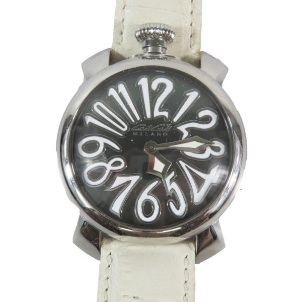 【商品名】Gaga Milano ガガ・ミラノ マヌアーレ マニュアーレ MANUALE 40mm クォーツ レザー 腕時計 ウォッチ ホワイト ブラック【ブランド】Gaga Milano ガガ・ミラノ【対象】レディース【ランク】B ※使用...