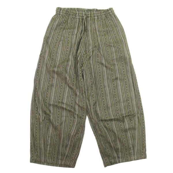 【商品名】Needles ニードルス 21aw H.D. Pant ヒザデルパンツ ジャガード ストライプ 総柄 ボトムス ワイド M 緑 グリーン【ブランド】Needles ニードルス【対象】メンズ【ランク】S ※ほとんど使用がなく、とて...