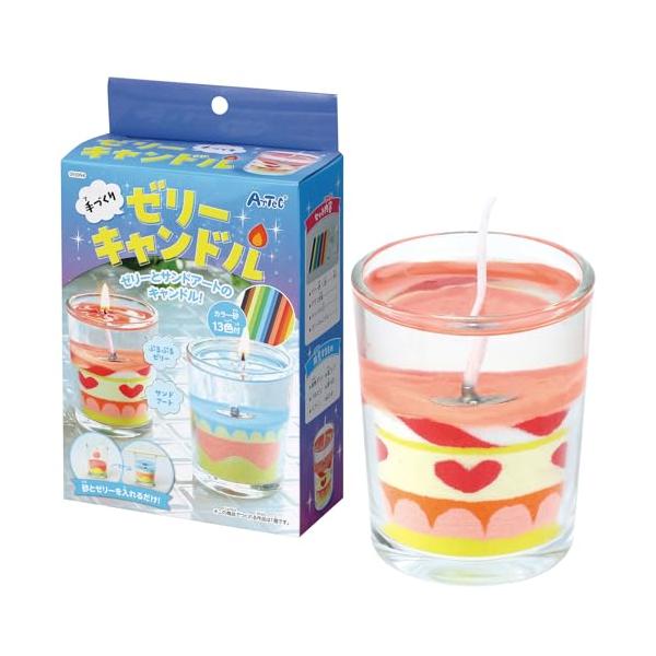 ―/5 cm x 6.3 cm/55994・カラフルなサンドアートとぷるぷるゼリーを組み合わせたかキャンドル