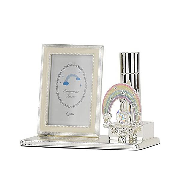 レインボー/-/PMA00106・Color:レインボー・商品サイズ幅12×奥行7×高さ9.5cm、写真立サイズ縦8.8×横6.4cm、収納写真サイズ縦8×横5cm・材質亜鉛合金・ガラス・エポキシ・スワロフスキー・ラインストーン・少し小さめ...