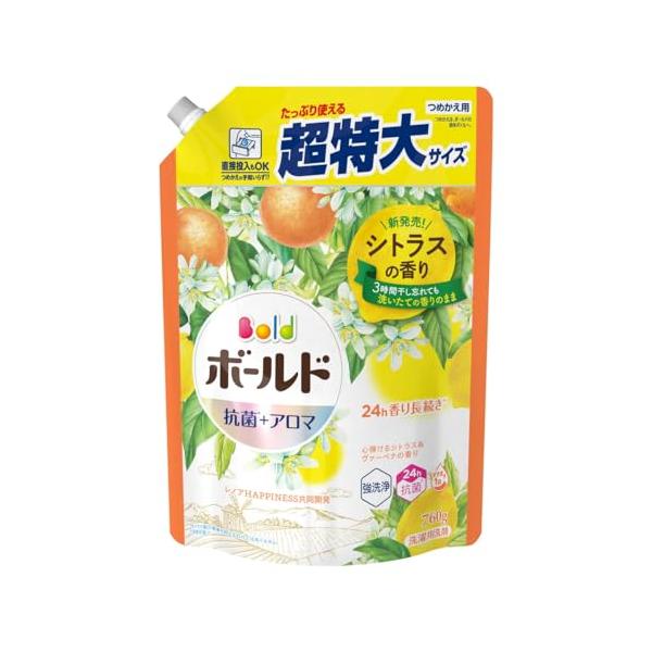 ―/-/-・パッケージ個数:1・レノアHAPPINESS共同開発・抗菌＋アロマ・24時間、香り長続き・心弾けるシトラス&amp;ヴァーベナの香り・超特大サイズ760g（つめかえ用）