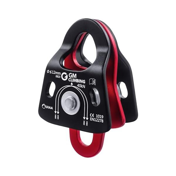 プーリー 1個/-/-・Color:プーリー 1個・GM CLIMBINGの40kNマイクロダブルプーリーは、超コンパクトに製造され、軽量で耐久性に優れ、CEおよびUIAAにより認証済み、クライミング、レスキュー、倍力システム、リギングなど...