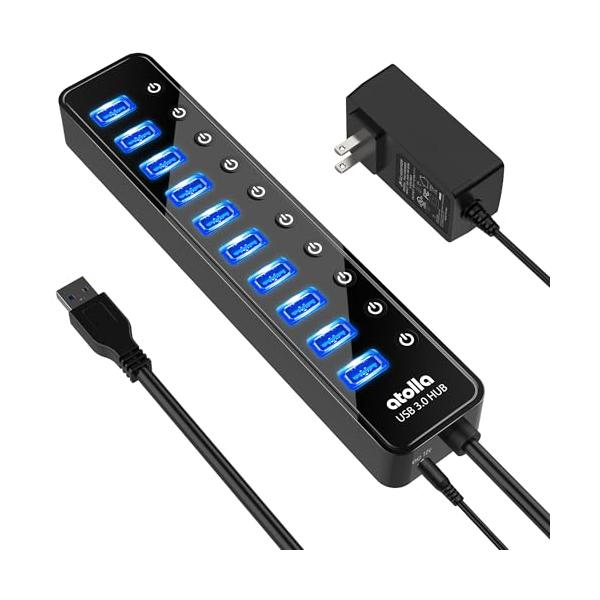5Gbps高速データを転送するこのUSBハブ 電源付きには、10個USB3.2 Gen1ポートがあり、よく解像度の画像、ビデオ、その他のデータ送信などを最大5Gbpsの速度で数秒で転送可能です。・個別のスイッチ付きこのUSB Hubの各ポー...