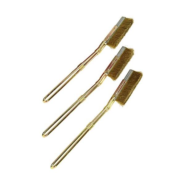 真鍮線ゴールド/-/ECB-3B・パッケージ個数:1・用途:サビ落とし・汚れ落とし、アルミ・真鍮の磨き出し・特徴:木材の木目出しにも使用できる・入数:3本・全長:約215mm、毛丈:約15mm・線材:真鍮、ハンドル:鉄