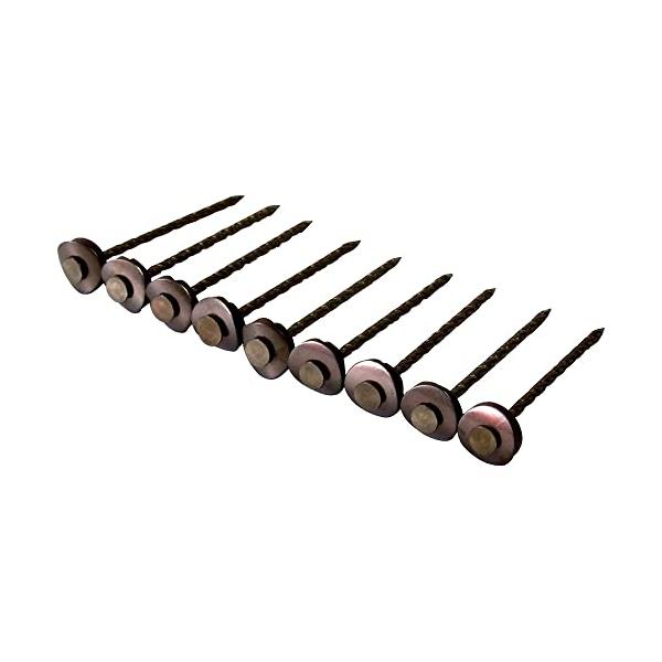 1_大サイズブロンズ/50mm/28156・Size:50mmStyle:1_大サイズColor:ブロンズ・パッケージ個数:1・サビにくいステンレス製傘釘・釘胴部にパワースクリュー加工で保持力UP・270本入。(1連に9本の傘釘が連なってい...