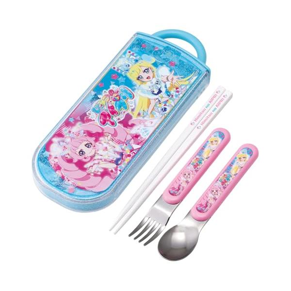 ひみつのアイプリ/-/TACC2-71414・パッケージ個数:1・サイズ：横19.8×縦7.6×高1.7、箸：16.5、スプーン・フォーク：13cm・材質：ポリプロピレン、フタ・箸：AS樹脂、スプーン・フォーク：ステンレス鋼、持ち手：ABS...