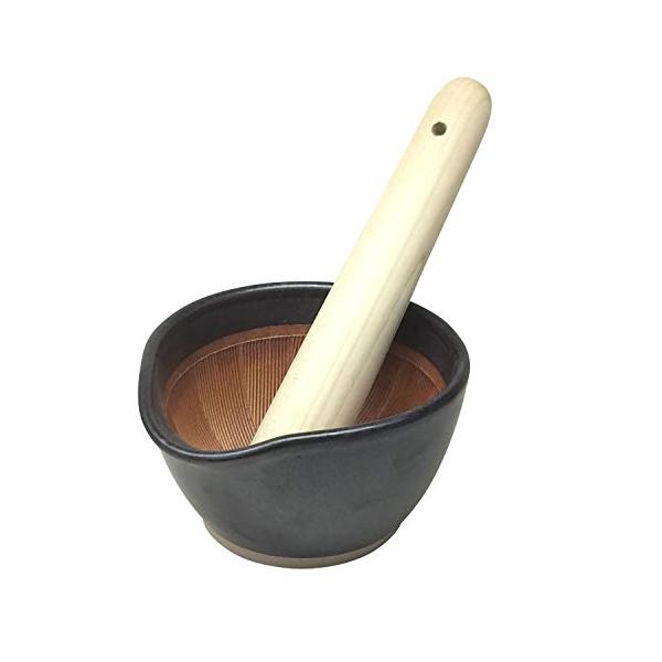 黒/11cm/-・PatternName:02.黒マット (小)・パッケージ個数:1・サイズ:すり鉢-約直径11×高さ6cm すりこぎ-約3×18cm・素材:陶器・生産国:日本・セット内容::すり鉢×1 すりこぎ×1