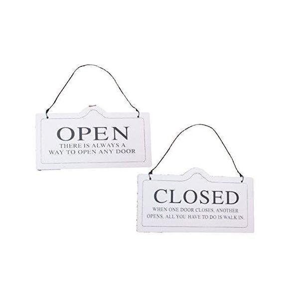 ホワイト/ワンサイズ/-・パッケージ個数:1・セット内容：open・closedプレート1枚（両面です）・サイズ：w20×h11.5×d1cm　　カラー：ホワイト・ヴィンテージ風のお洒落な雰囲気でお店のイメージUP