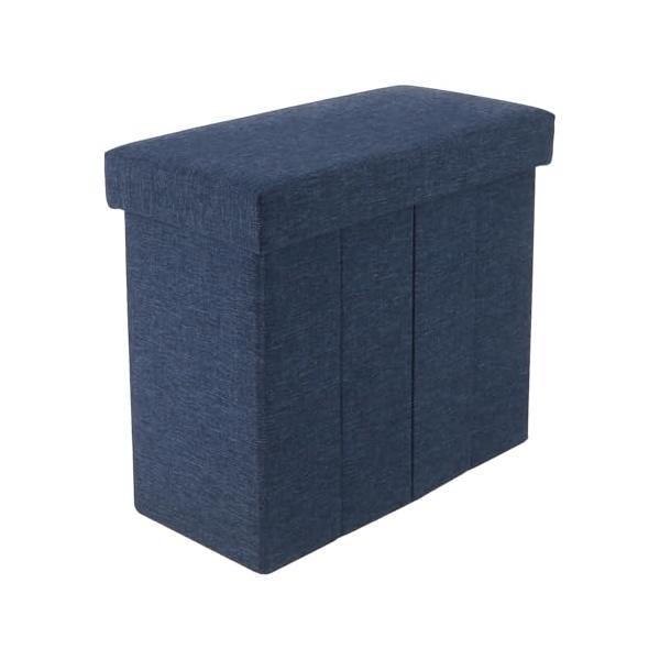 テーブルにもなるスリムスツールネイビー/奥行き 21.5cm × 幅 40cm x 高さ 35cm/61493・Color:ネイビーStyle:テーブルにもなるスリムスツール・パッケージ個数:1・1台3役で大活躍 テーブルにもなる収納スツー...