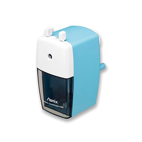 ブルー/-/PS60B・Color:ブルー・パッケージ個数:1・鉛筆の削りすぎを防ぐ、ムダ削り防止機構つき・切削可能鉛筆:外径8mmまでの木製鉛筆・ダストボックス容量/切削回数:約350m?/95回・材質:ABS・本体寸法:140×75×1...