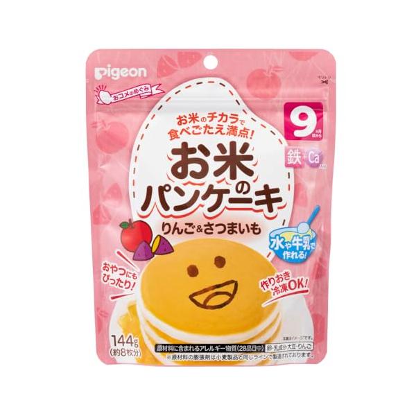 無色/-/4902508006194・パッケージ個数:1・9ヵ月頃から食べられる国産米粉を使ったお米のパンケーキ。 人気のりんご＆さつまいも味。かんたんに作れて朝食にもおやつにもぴったり。