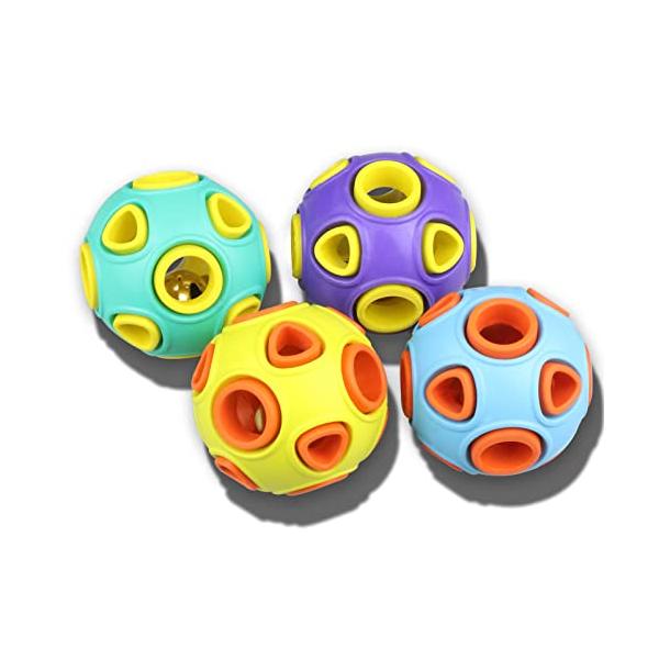 ボールイェロー/4点セット・直径：5cm/ZZ-CW-0021・Size:4点セット・直径：5cm・パッケージ個数:1・音の出るおもちゃ・家具の損傷を防ぐ 犬ボールおもちゃはベルを内蔵して、犬が噛む時に、音が鳴ります。犬の注意力を集中しなが...