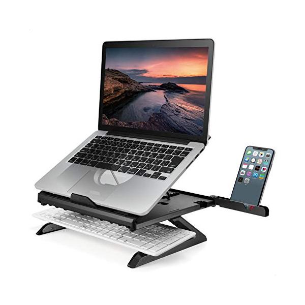 通常版ブラック/スマホスタンド&amp;脚付き/PCA-LTSH8BK・Color:ブラックStyle:通常版PatternName:スタンド単品・パッケージ個数:1・8段階角度調整機能と高さアップ脚付の折りたたみ式ノートPCスタンドです。...