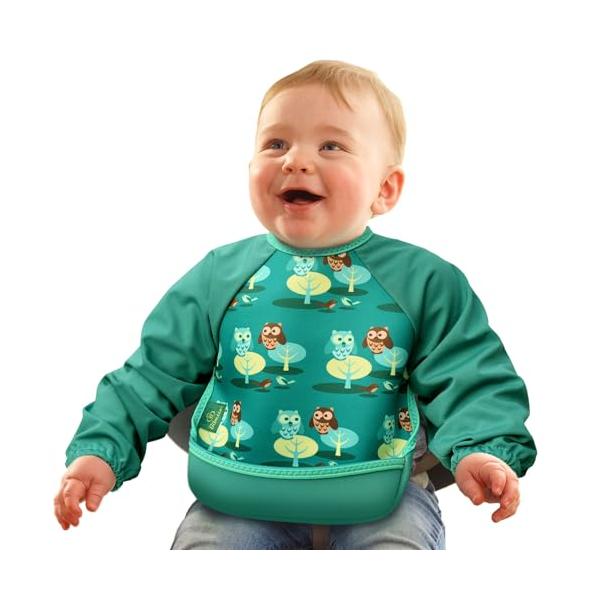 モダンオウルR/Free Size/BBWS-3-129・Color:オウルR・イギリスで大人気タフでやさしいお食事エプロン英国生まれの長袖ウルトラビブは、ウェットスーツ素材の特性を活かしたベビーエプロン。吸水性と防水性を兼ね備えたネオプレ...