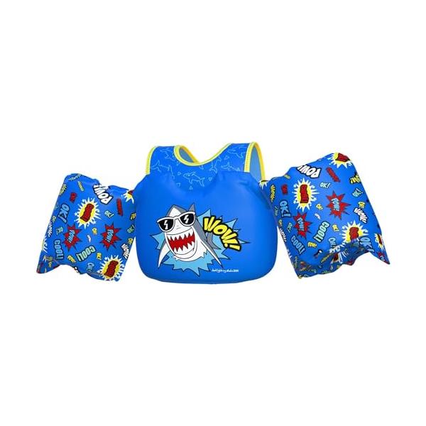 サメ - ブルー/28cm x 15cm/-・Color:サメ - ブルー・安全で耐久性のある素材 | 最新の素材を使用した当社の子供用スイムベストは、調節可能なストラップとバックル、ダブルステッチ、端にダブルステッチ、ひび割れがなく、耐久...