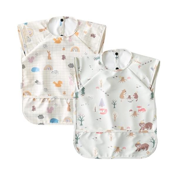 Button Downリス×動物/M (12-36ヶ月)/JA2304TZ-CRwxSD・Color:リス×動物Size:M (12-36ヶ月)・袖なしの離乳食エプロン腕を通して着る袖なしタイプのお食事エプロンです。とてもやわらかい素材なの...