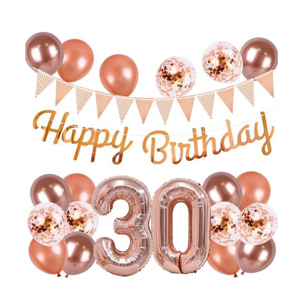 ローズゴルード/30歳/-・Color:ローズゴルードSize:30歳・セット内容： HAPPY BIRTHDAY ガーランド*1 ペナントガーランド*1 紙吹雪風船*6 金属バルーン*6 パステルバルーン*6 丸いテープ*3枚約60点 4...